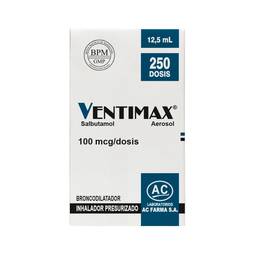 Ventimax 100mcg/dosis Aerosol Inhalador Frasco 250 Dosis